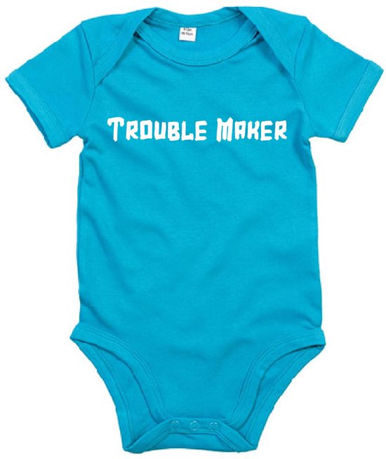 Baby Romper Troublemaker - 0-3 Maanden - Surf Blue - Rompertjes baby ...