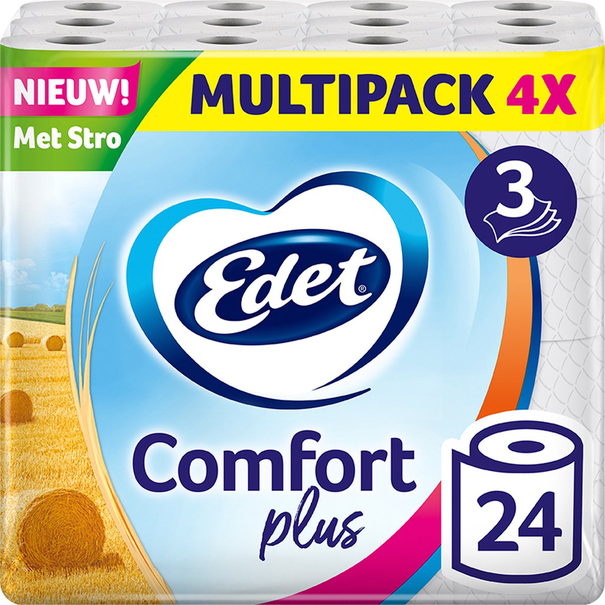 Edet Comfort Plus Toiletpapier met stro - 3-laags - 24 rollen - +50% ...