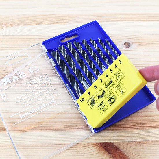 Houtboor, plugboren, premium houtspiraalboorset 8-delig: 3, 4, 5, 6, 7 ...