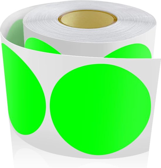 500 ronde stickers 50 mm - fluorescerend groene kleurcodering | bol