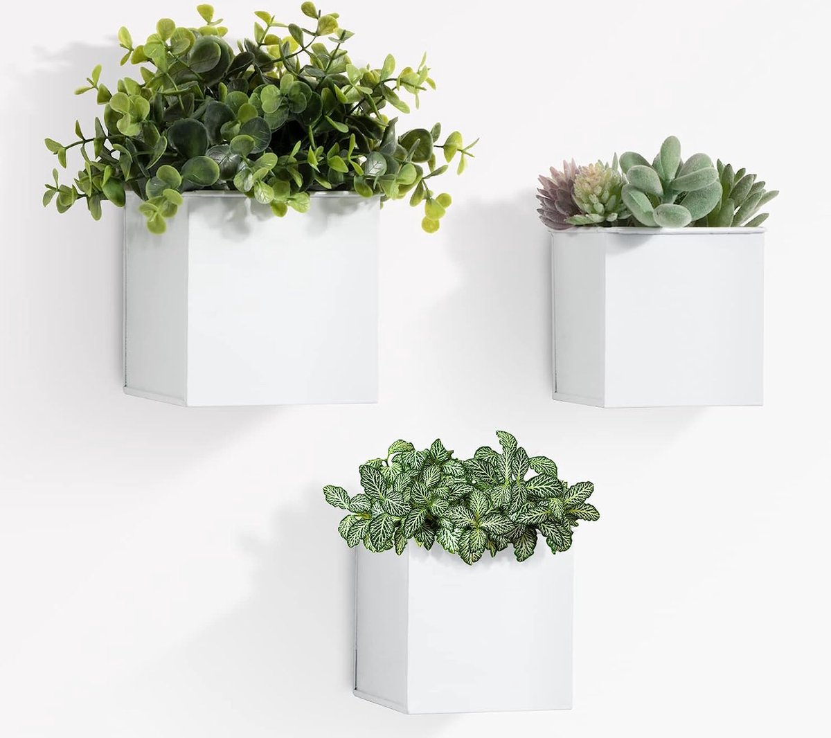 3 stuks hangende bloempotten, metalen bloempot voor aan de muur ...