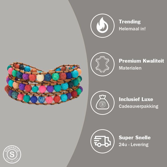 Sorprese armband - Ibiza - armband dames - wikkelarmband - multi - leer ...