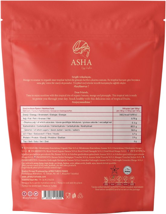 Asha - Gedroogde Tropische Mix Fruit - 6 x 80 gram | bol