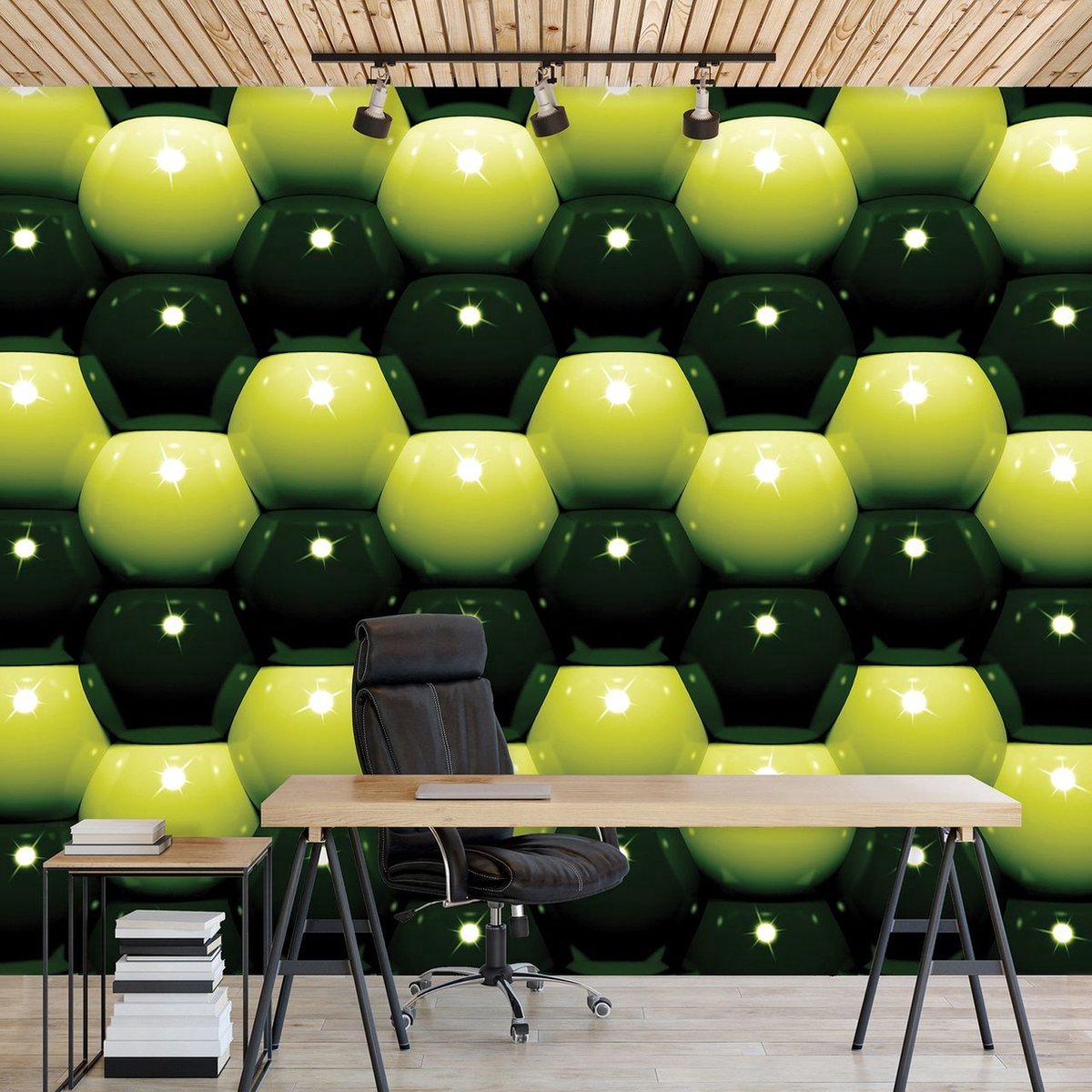Fotobehang - Vlies Behang - Abstract Glanzend Groen Patroon - Kunst ...