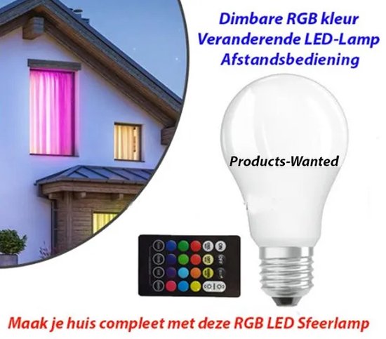 Dimbare RGB Kleur Veranderende LED-Lamp Afstandsbediening | bol.com