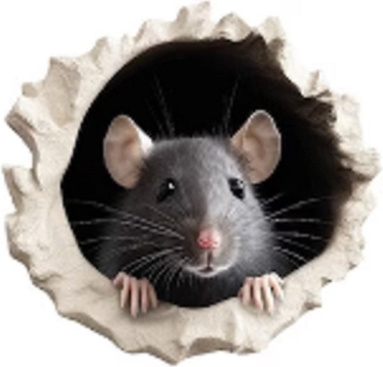 Realistische 3D sticker grijze muis | bol