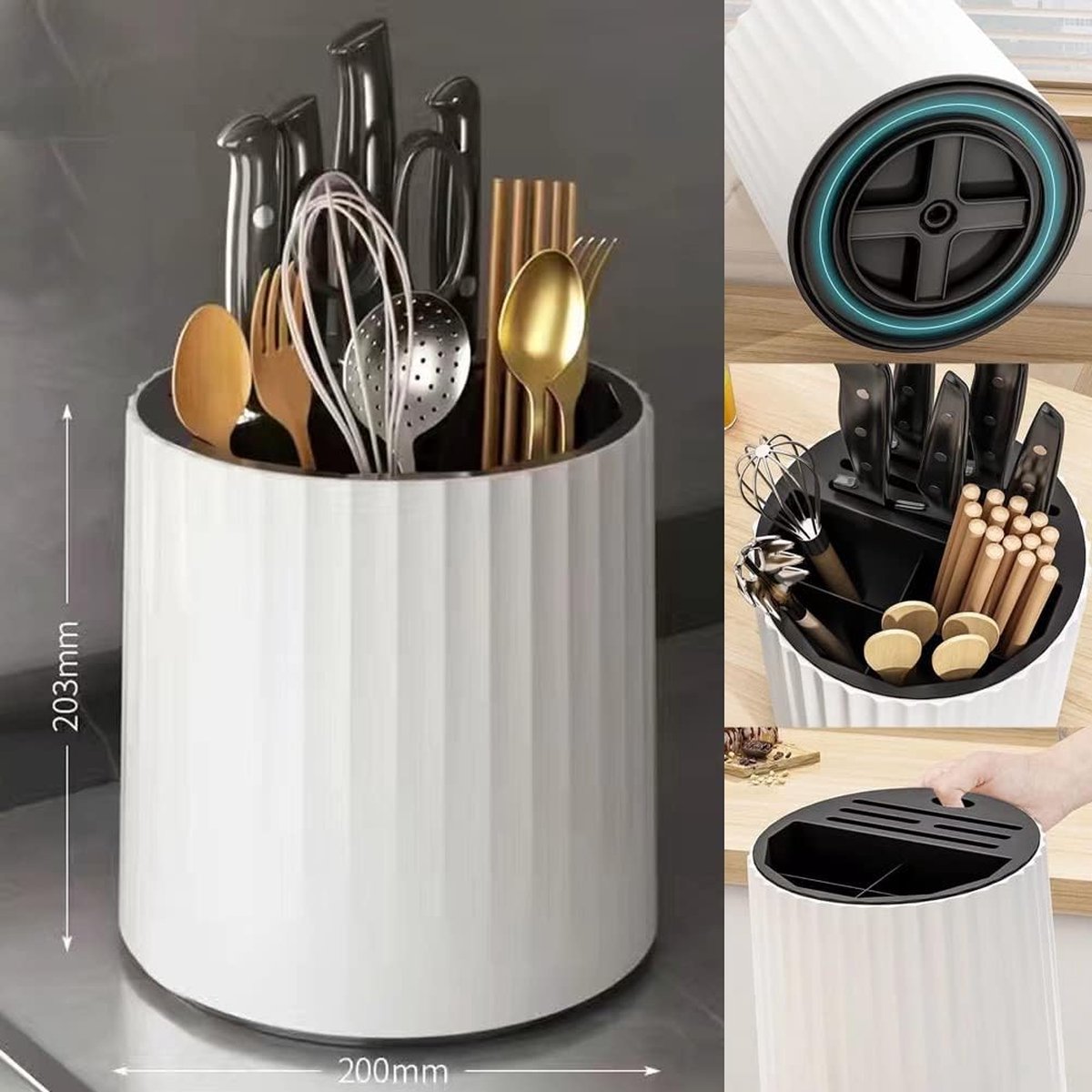 Messenblok zonder mes, 360° draaibare Messenhouder, Messenblok, lade ...