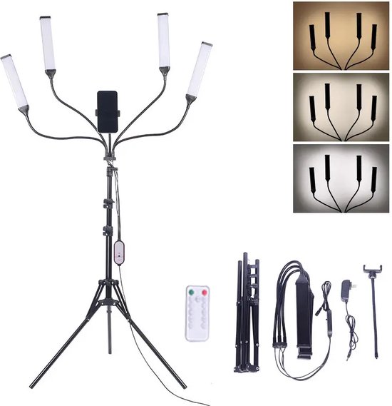 Salon Lamp Pro - Zilver met Zwart armen - LED Dubbelarm - Multimedia ...