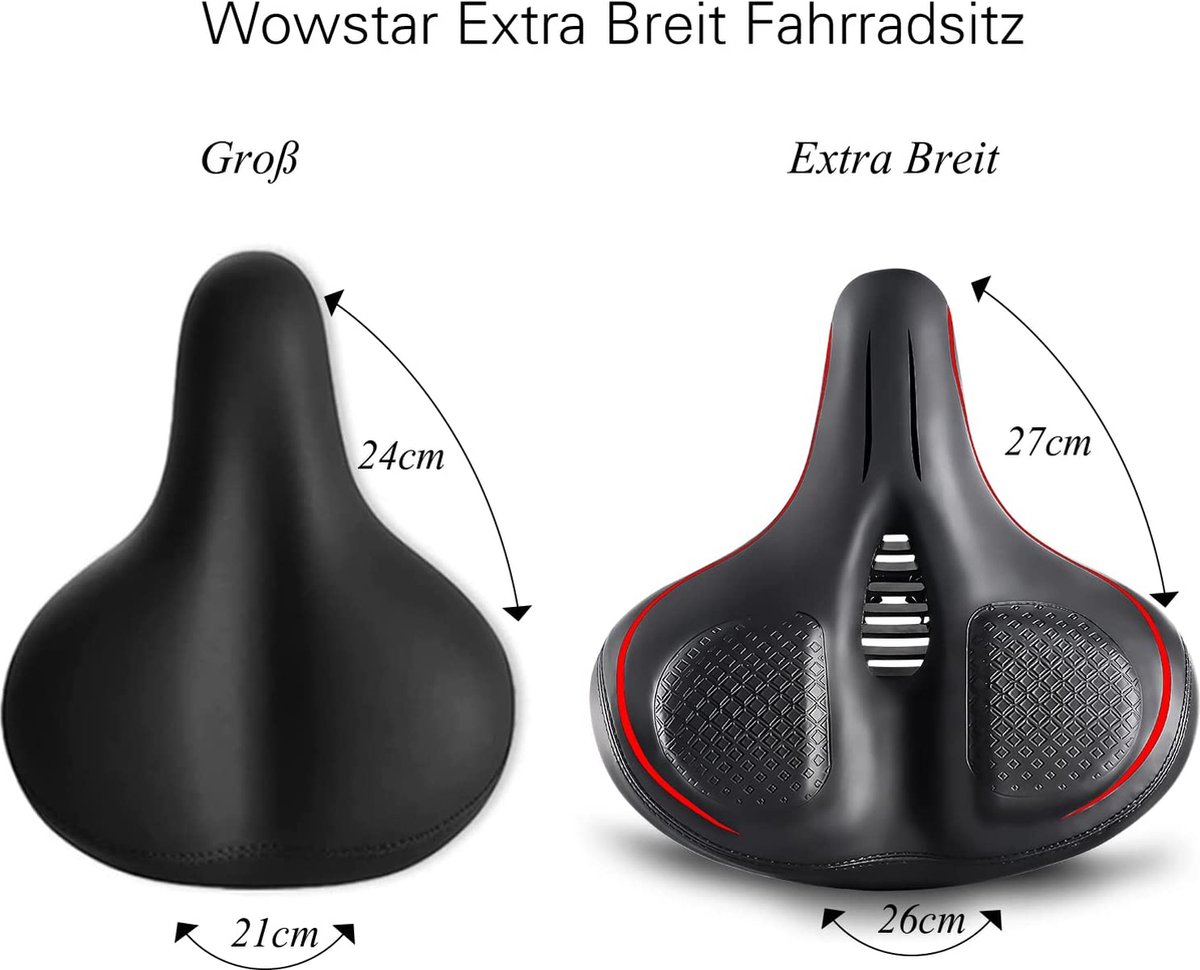 Wowstar fietszadel, oversized gel fietsstoeltje dames heren comfortabel ...