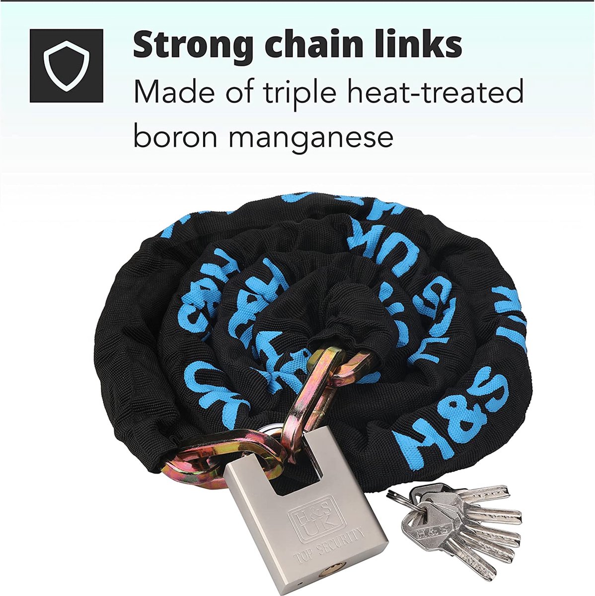 Hoogwaardig kettingslot - anti-diefstal 10 mm x 1,2 m ketting en slot ...