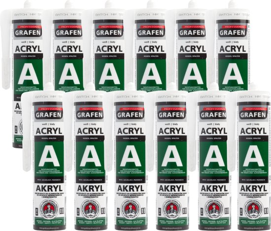 GRAFEN PROFESSIONAL - Acrylaatkit - Wit - 300ml - 12PACK - Voor Binnen ...