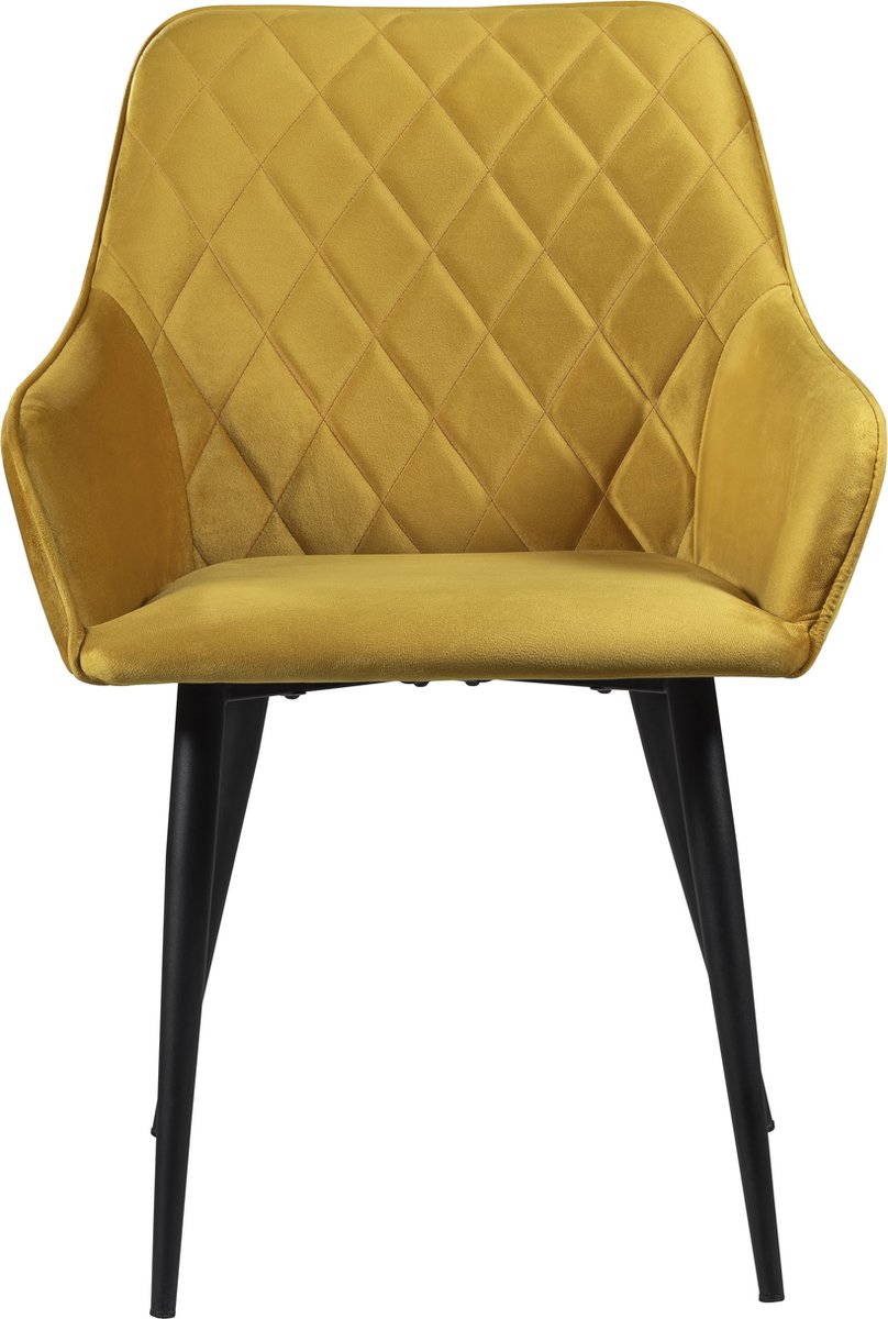 Soof&Tess - Set van 4 - Bergamo Eetkamerstoel - Okergeel - Fluweel ...
