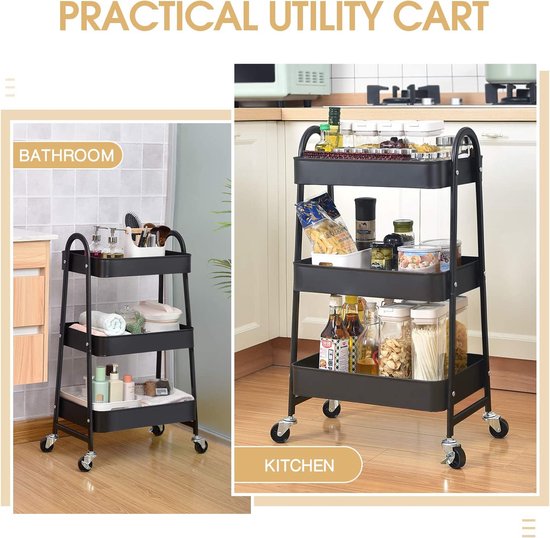 BOTC Keukentrolley op wieltjes - serveerwagen - keukentrolley - 3 lagen ...