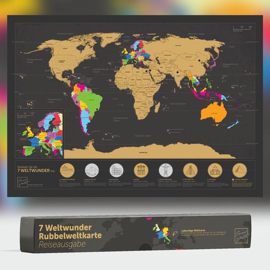 Enno Vatti® Rubbel World Map A3 (Duits) - Gepersonaliseerde posters om te volgen... | bol