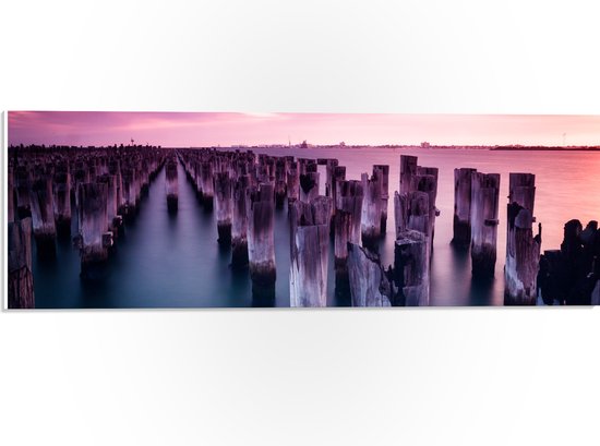 PVC Schuimplaat- Palen - Water - Hout - Zee - Kleuren - 60x20 cm Foto ...