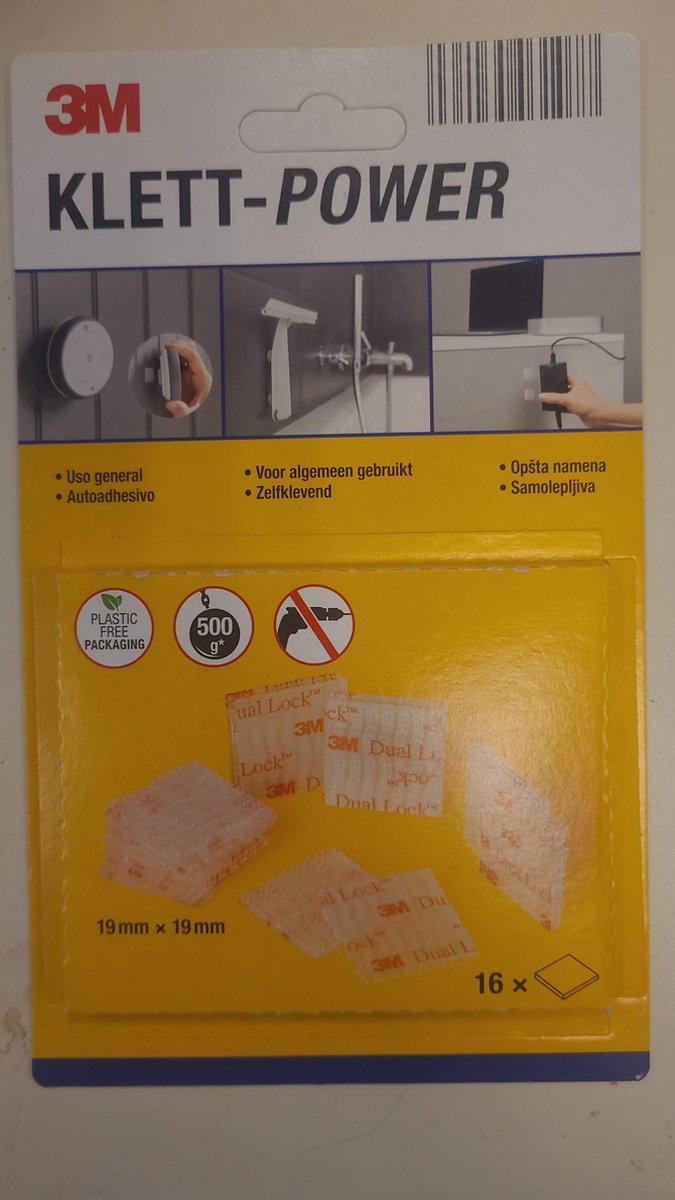 3M Klett-Power - Zelfklevend - Voor Algemeen Gebruik - 16 Stuks - 19mm x 19mm - Om... | bol