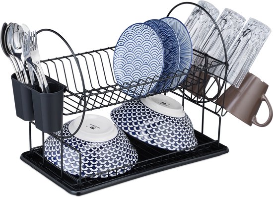 druiprek met lekbak - 2 etages - 33,5 x 51 x 23,5 cm - met bestekhouder ...