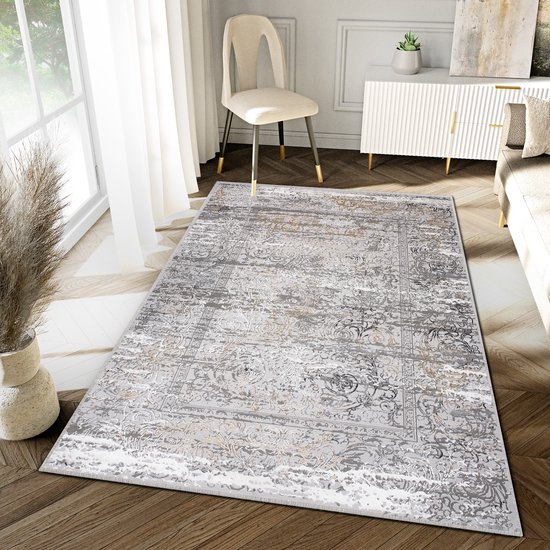 Tapiso Hera Vloerkleed Grijs Woonkamer Bloemen Modern Tapijt Maat ...
