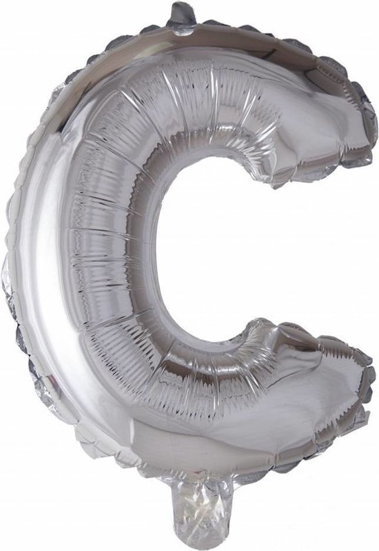 Folie Ballon Letter C Zilver 41cm met Rietje | bol