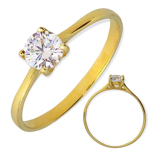 Gouden damesring zirkonia 14 karaats | bol.com