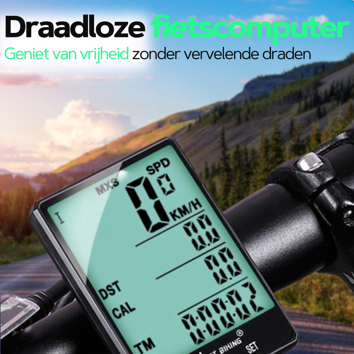 Kilometerteller Fiets - Draadloos - met Achtergrondverlichting - IPX6 ...