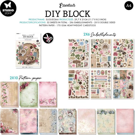 Studio Light Essentials DIY Block Vintage Roses | bol