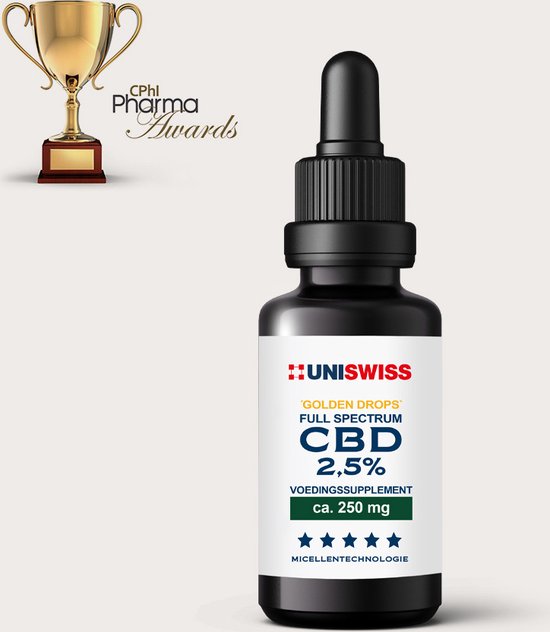 CBD Olie - CBD Full Spectrum 2,5% Golden Drops - 10ML - 200 Druppels - MyCell Enhanced... | bol