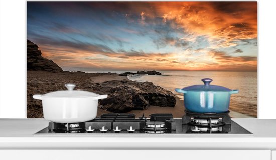 Spatscherm keuken 120x60 cm - Kookplaat achterwand Strand - Stenen ...