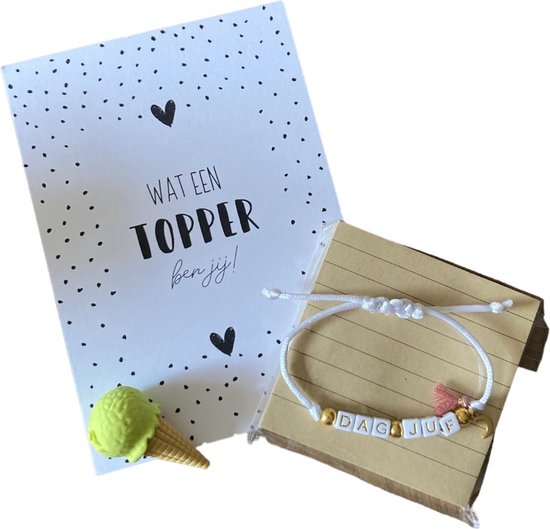 SCHOOL "Dag Juf"I Afscheid I attentie school I kadoset - 4 stuks | bol