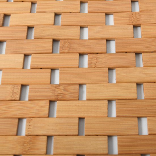 MSV Badkamerkleedje/badmat voor op de vloer - bamboe hout - 42 x 64 cm ...