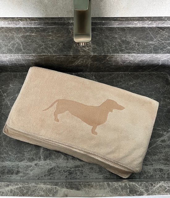 Teckel - Handdoek - Gastenhanddoek - 35x75 cm - Bruin - Beige ...