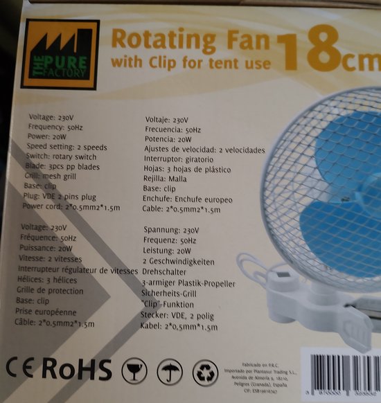 Pure Factory tent paal ventilator - 18 cm - Zwenkventilator - 20W ...