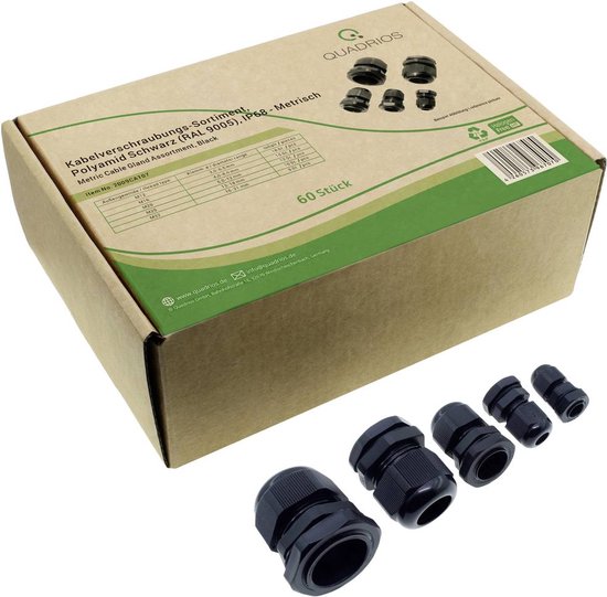 Quadrios 2009CA107 Wartel assortiment PA66 Zwart (RAL 9005) 1 set(s) | bol