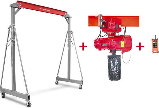 Set portaalkraan 1T elektrische kettingtakel met trolley 1T MW Tools PTLK1-SETKTT | bol