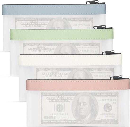 Geldzakken met rits - 4 stuks - Contant geld enveloppen - Banktas ...