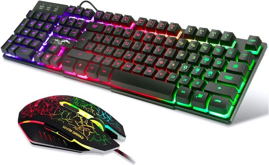 Toetsenbord en muisset met LED-achtergrondverlichting - QWERTY US ...