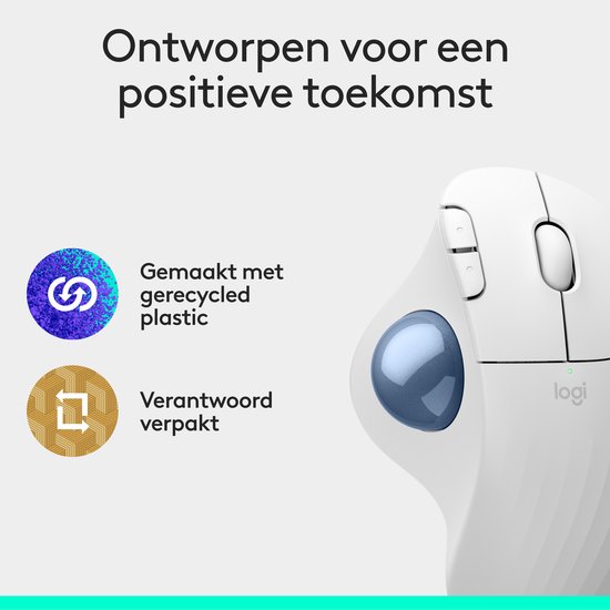 Logitech Ergo M575S - Draadloze ergonomische muis - Bluetooth - Pale ...
