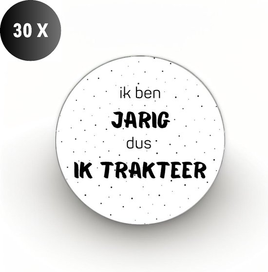 Traktatie Stickers - Ik Ben Jarig Dus Ik Trakteer - Roze Ballonnen en ...