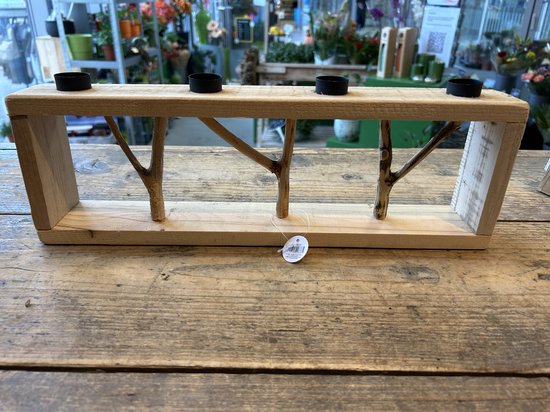 Houten rekje voor kaarsen | bol