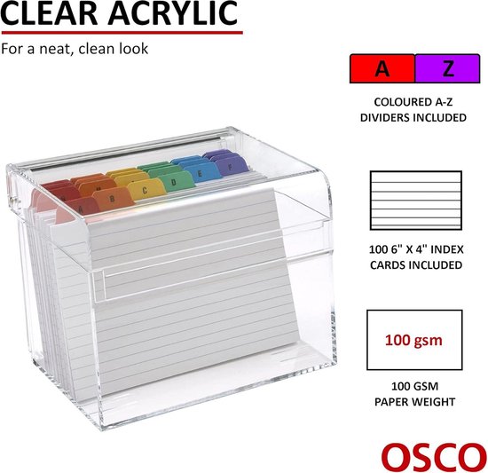 Acrylic System Box Including Coloured Registers - A to Z and 100 Index ...