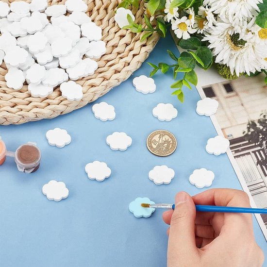 Natuurlijke houten uitsparingen 22 x 17 mm - Set van 200 - Wolkvormige ...