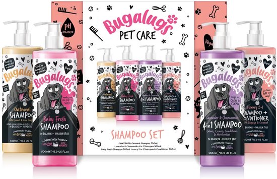 Bugalugs Shampoo Gift Set 4x500ml - set van vier hondenshampoos | bol