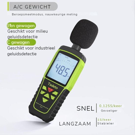 Decibelmeter - Geluidsmeter - Db Meter - Digitaal - Geluidssterkte Meter | bol