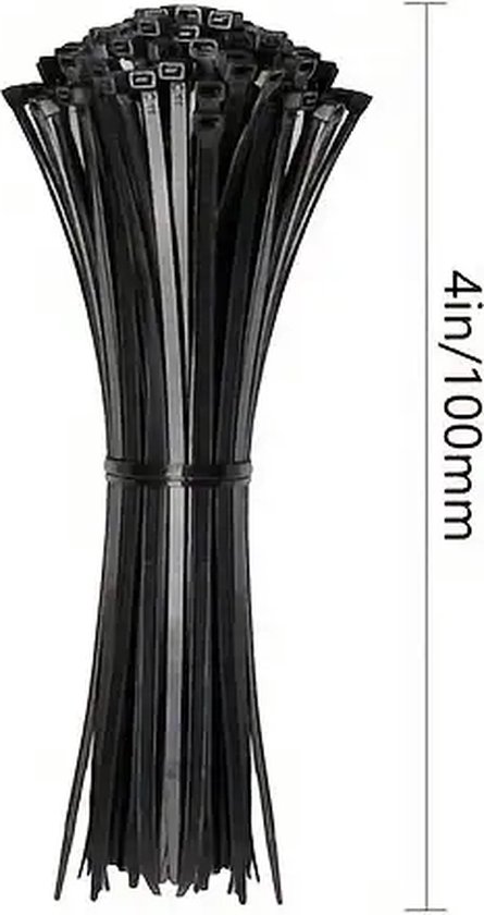 100 Stuks Kabelbinders - 3x100mm - Zelfsluitende Zwart Nylon Tie Wraps Voor Binnen &... | bol
