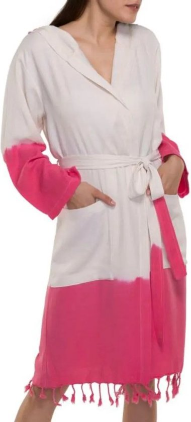 Dip Dye Badjas Fuchsia - XS - extra zachte hamam badjas - luxe badjas ...