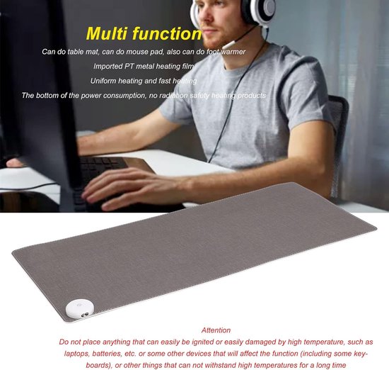 Equivera Verwarmde Bureau Onderlegger - Verwarmde Muismat ...