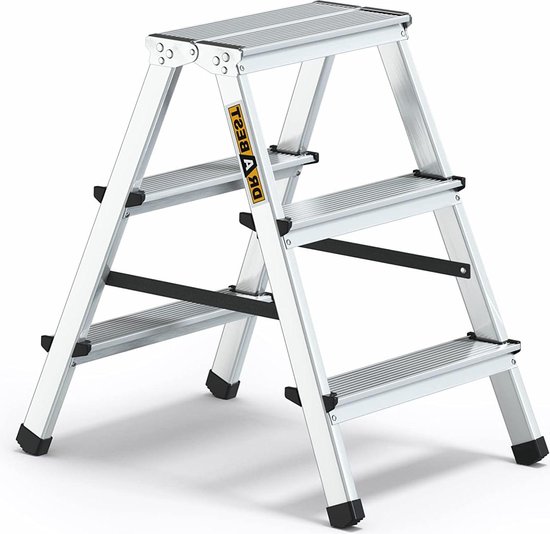 3-Traps Aluminium Dubbelzijdige Huishoudladder Capaciteit 125kg ...