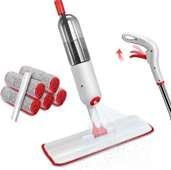Microvezelspray dweil - natte en droge vloerreiniging - 5 wasbare pads ...