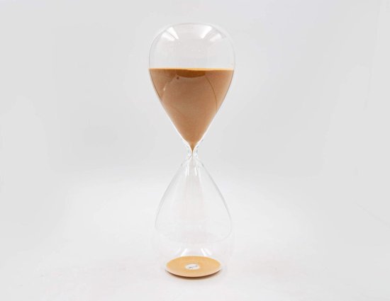Glas design grote zandloper - 1 uur 60 minuten timer - zandgeel oker ...