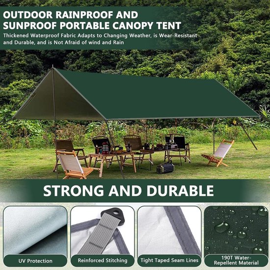 Tentzeil 3 x 3 m voor hangmat campingtentzeil in blauw | bol